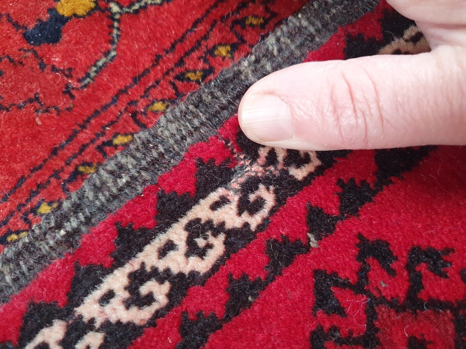 Vintage Bokhara Red & Black Carpet Middle Eastern rug 100% Wool ...