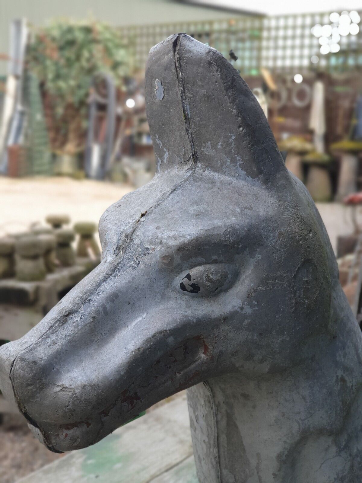Vintage Fairground Ride Dog Garden Statue Alloy | Drakelow Barns Antiques
