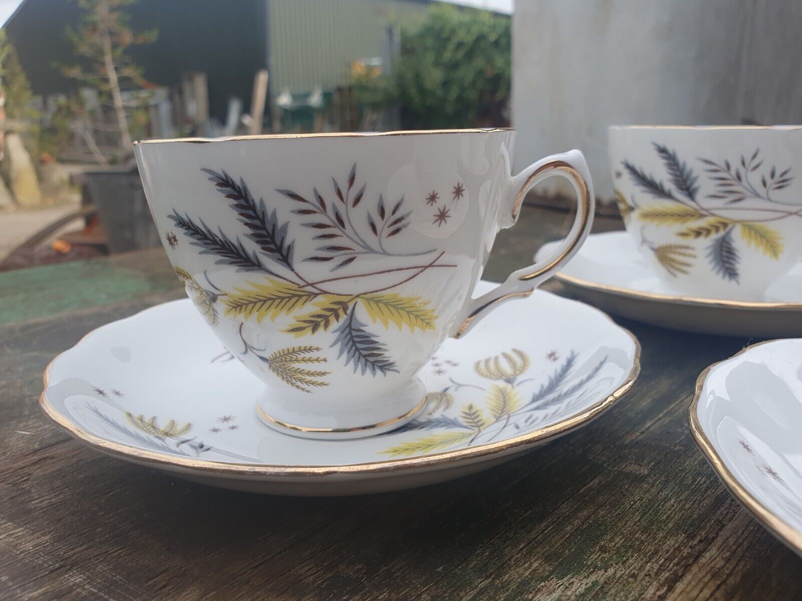 Colclough Stardust Bone China Afternoon Tea Cups & Saucers X 6 Gold ...