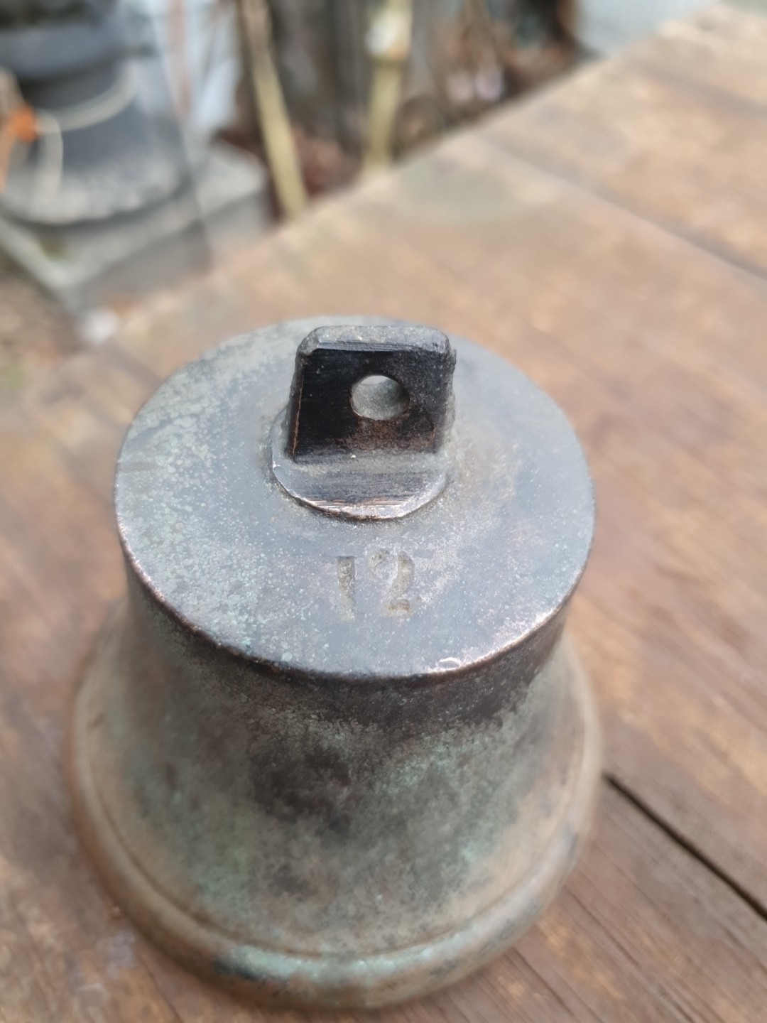 Antique Small Bronze Bell Marked 12 To Top Good Clear Ring Tone ...