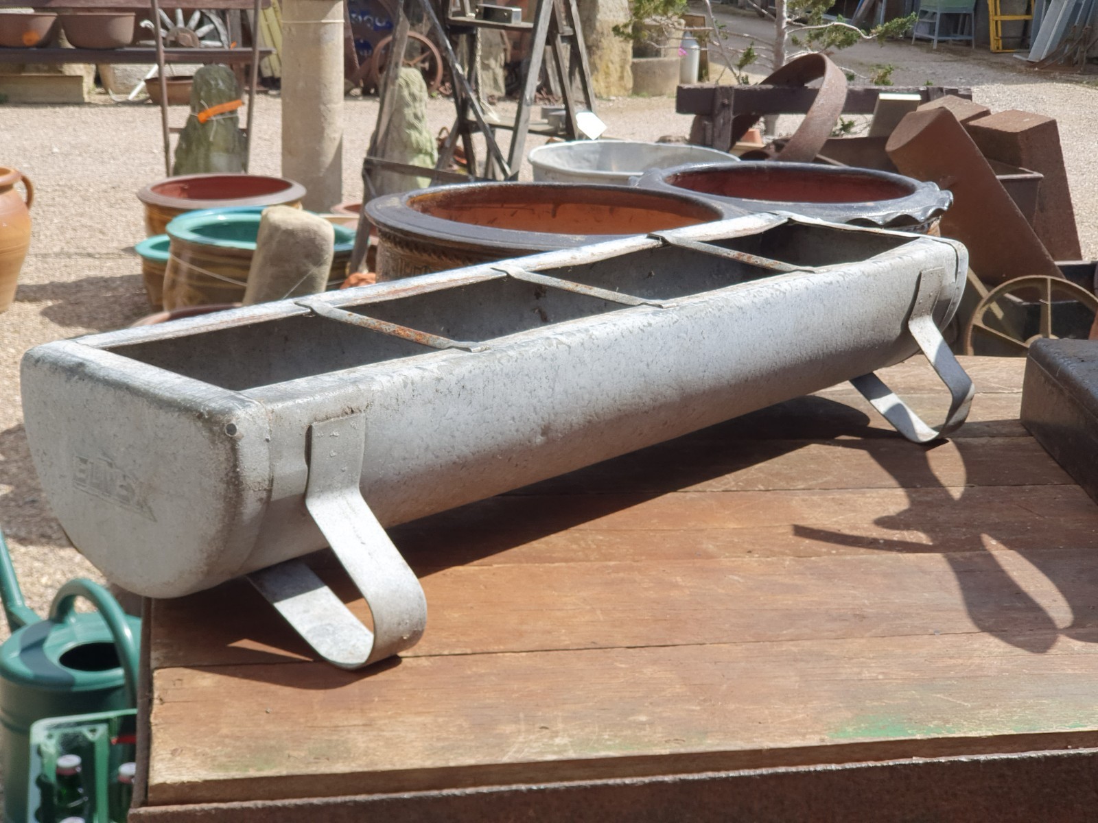 Vintage Original Old Eltex Galvanised Chicken Feeder Garden Planter ...