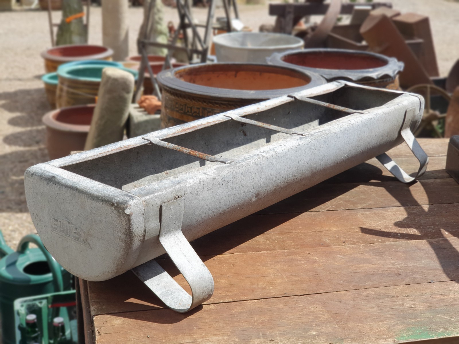 Vintage Original Old Eltex Galvanised Chicken Feeder Garden Planter ...