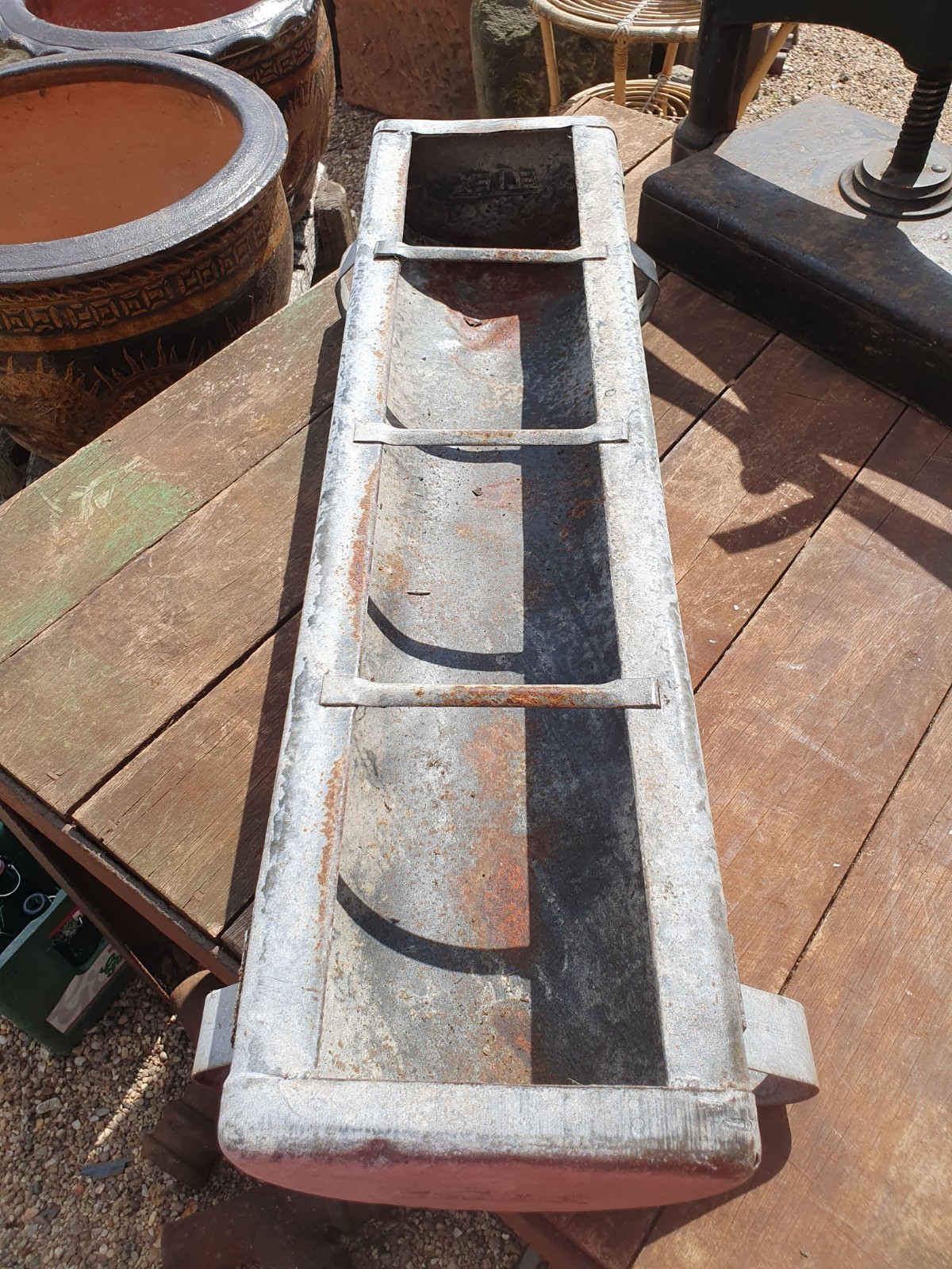 Vintage Original Old Eltex Galvanised Chicken Feeder Garden Planter ...