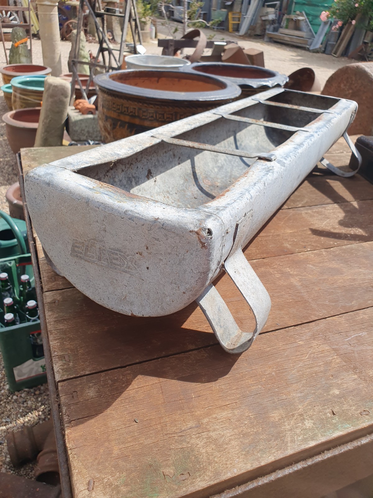 Vintage Original Old Eltex Galvanised Chicken Feeder Garden Planter ...
