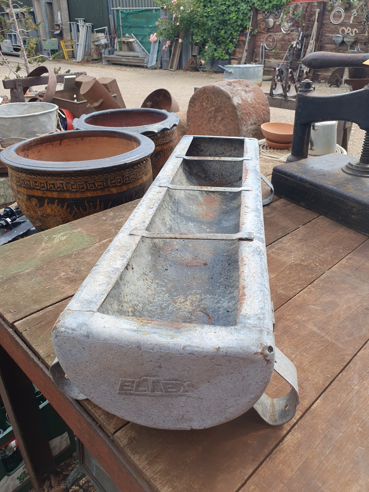 Vintage Original Old Eltex Galvanised Chicken Feeder Garden Planter ...
