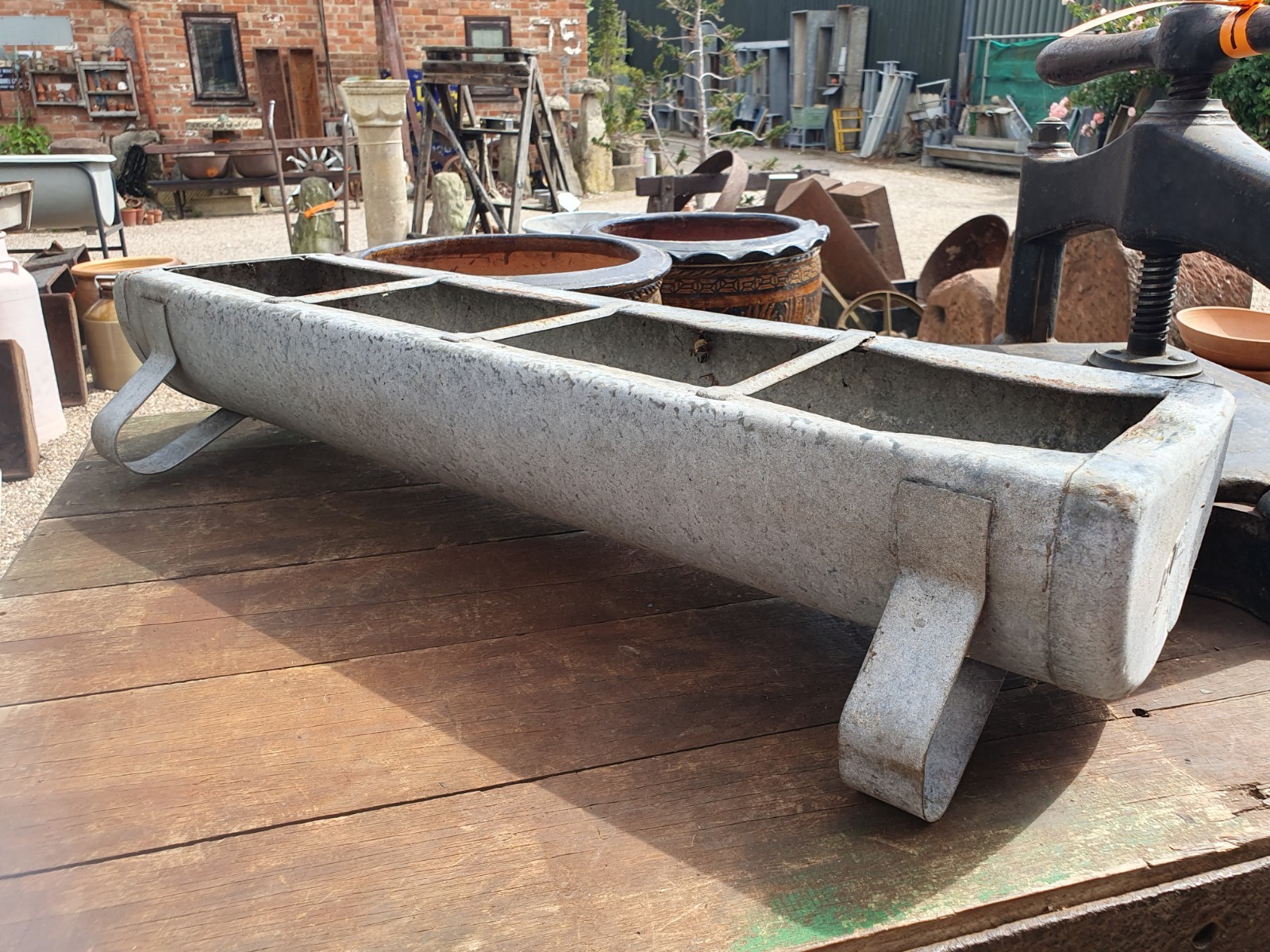 Vintage Original Old Eltex Galvanised Chicken Feeder Garden Planter ...