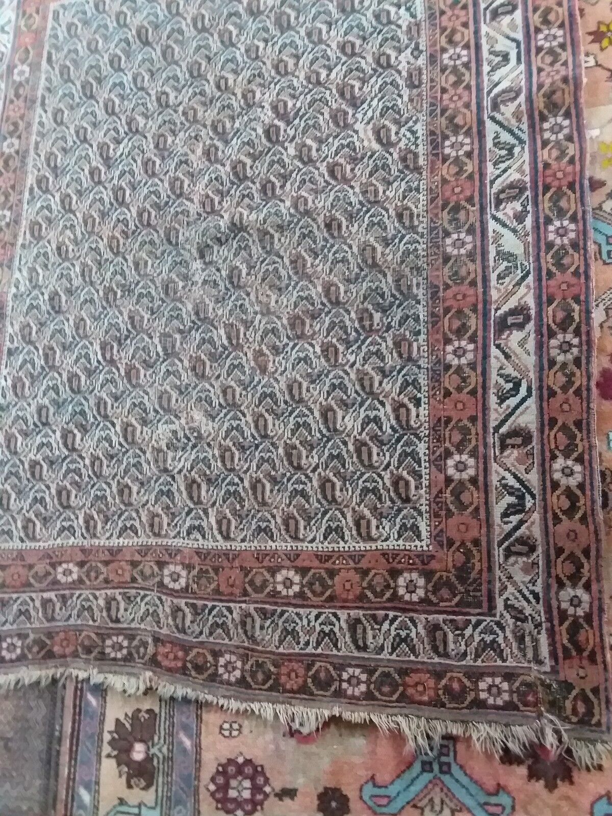 Antique Meshed Hooked Lozenge middle eastern rug Carpet Wall Hanging ...