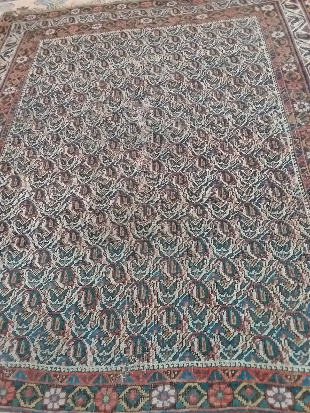 Antique Meshed Hooked Lozenge middle eastern rug Carpet Wall Hanging ...