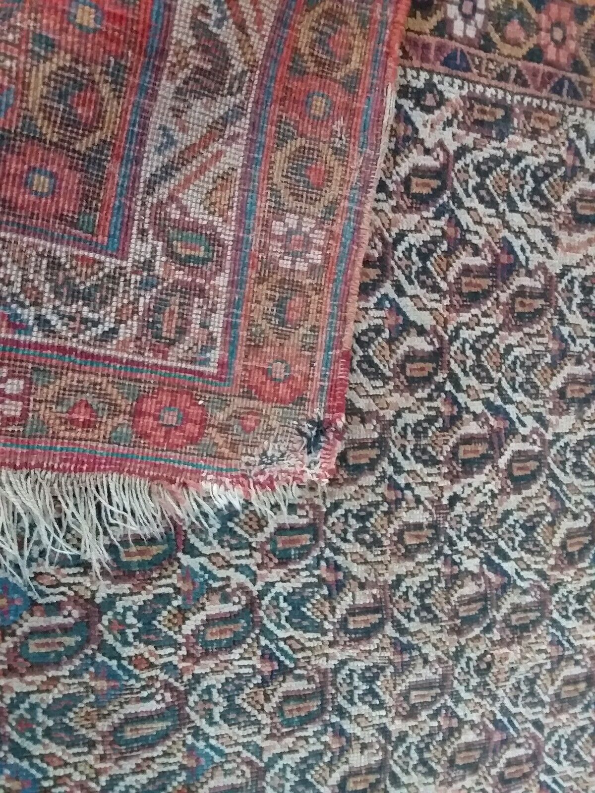 Antique Meshed Hooked Lozenge middle eastern rug Carpet Wall Hanging ...
