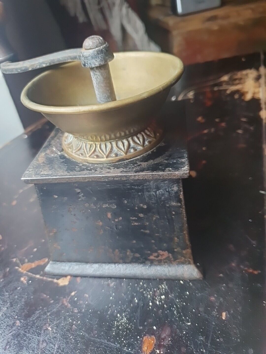 Antique Kenrick Cast Iron and Brass Coffee Spices Grinder Good Working ...