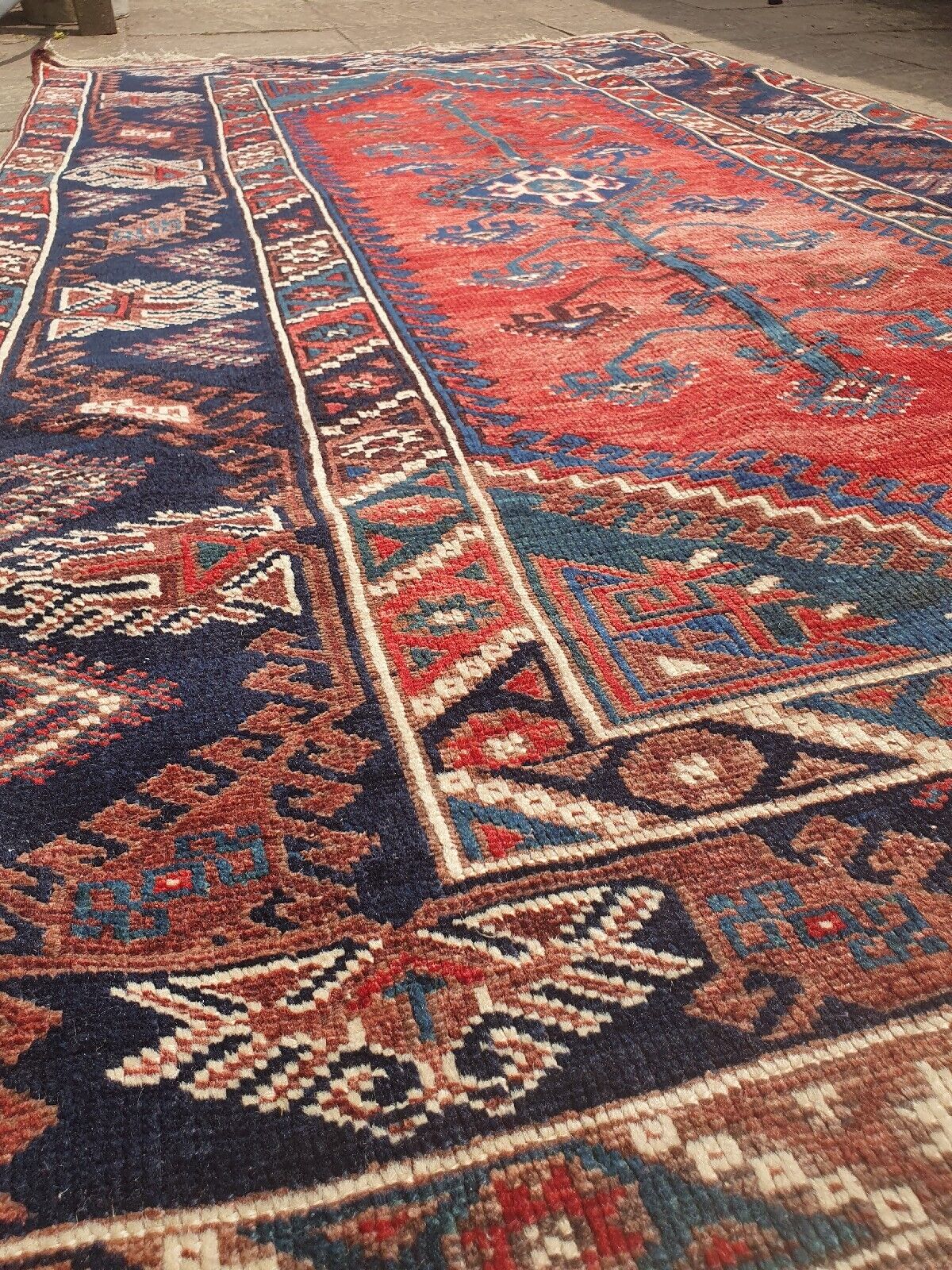 Antique Middle Eastern Carpet 100% wool Rug Handknotted Vibrant ...