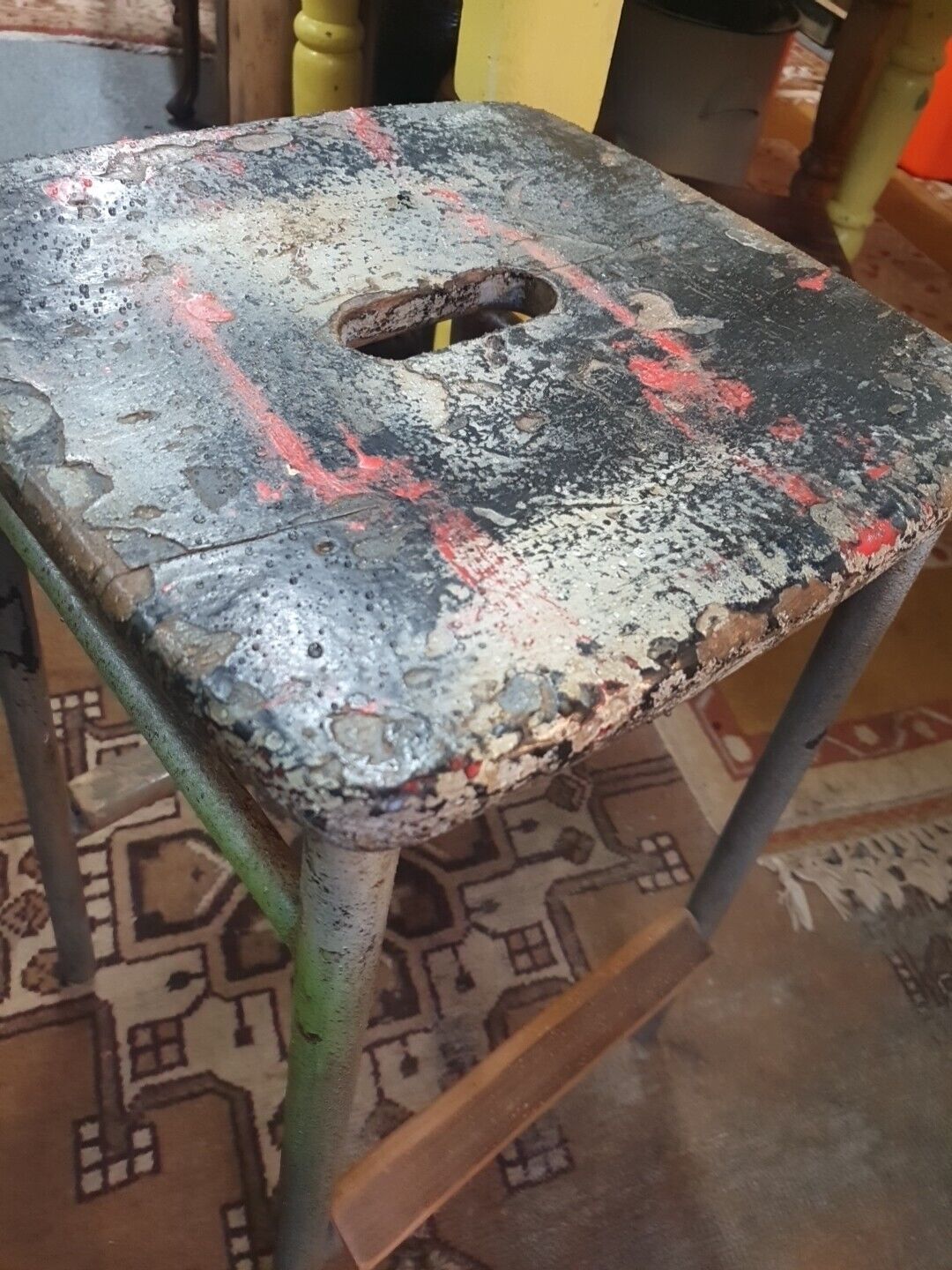 Vintage Industrial Factory Metal & Wood Machinists Engineers Stool ...