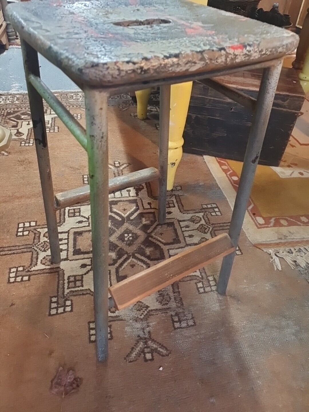 Vintage Industrial Factory Metal & Wood Machinists Engineers Stool ...