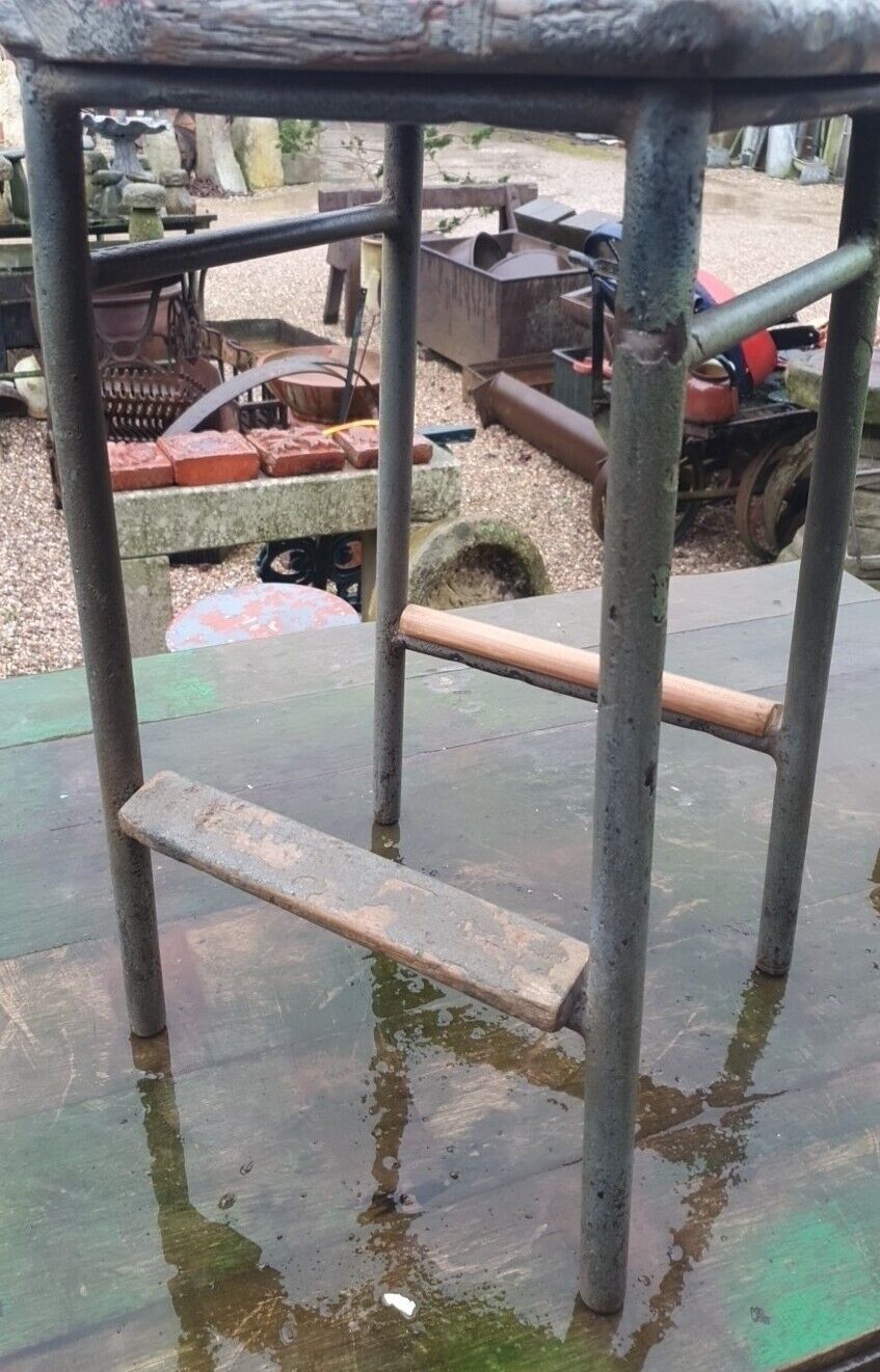 Vintage Industrial Factory Metal & Wood Machinists Engineers Stool ...