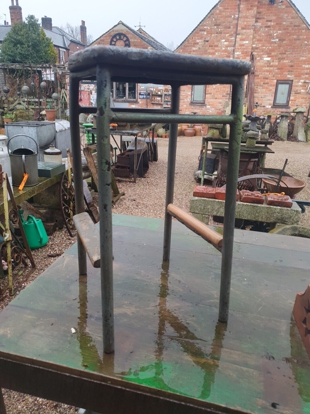 Vintage Industrial Factory Metal & Wood Machinists Engineers Stool ...